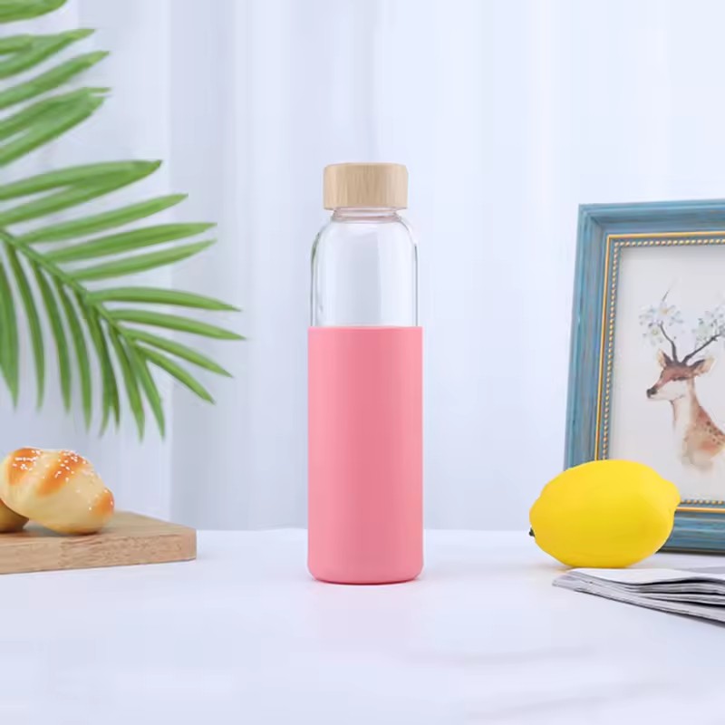 Color changing glass with lid flipped glass bottle