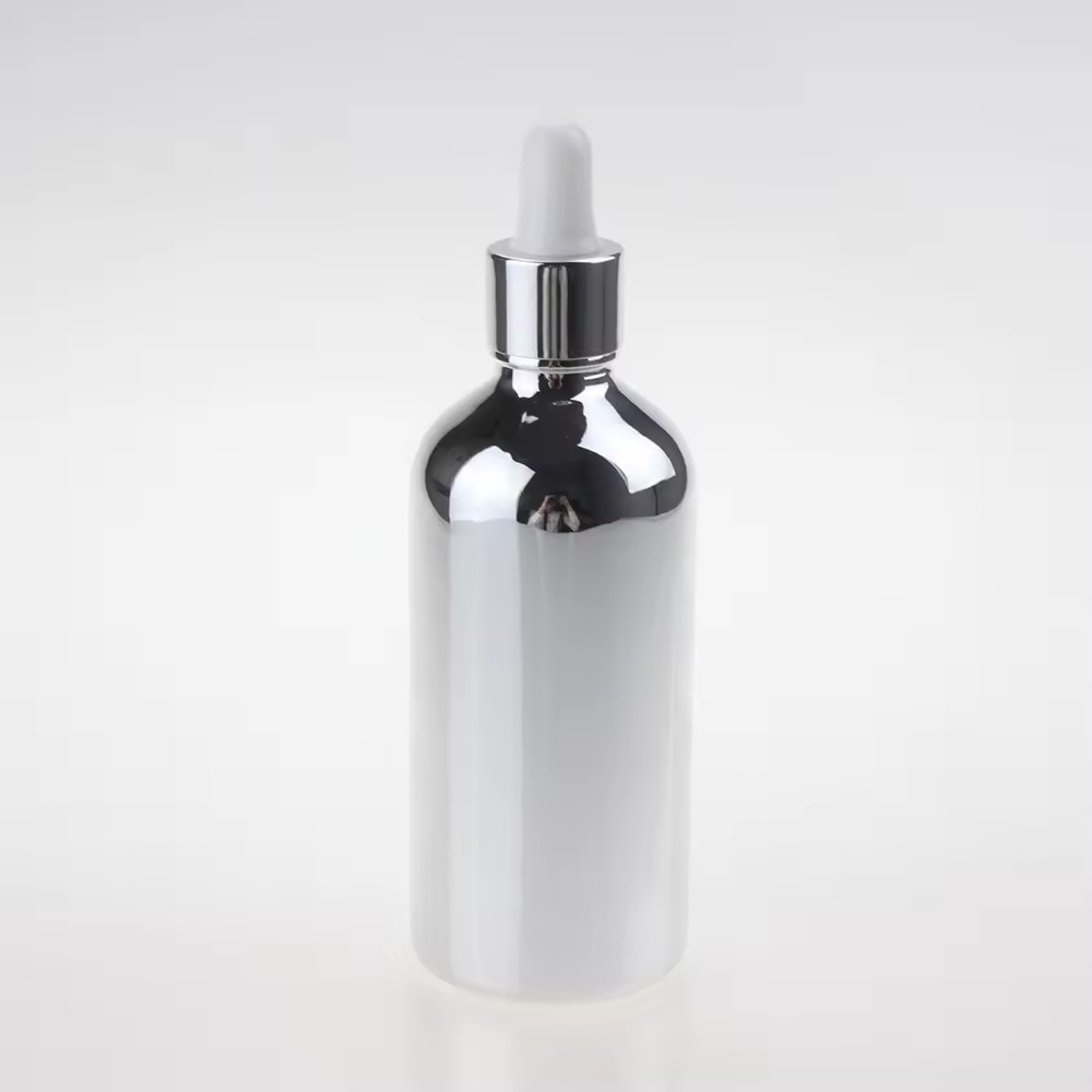 Silver black dropper glass bottle